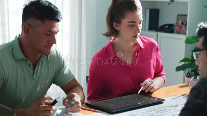 Top View of Smart Team Working Together To Plan House Construction ...