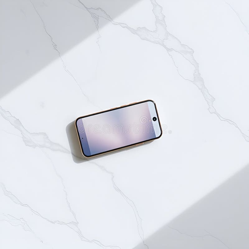 Top View Smartphone on Marble Table Stock Illustration - Illustration ...