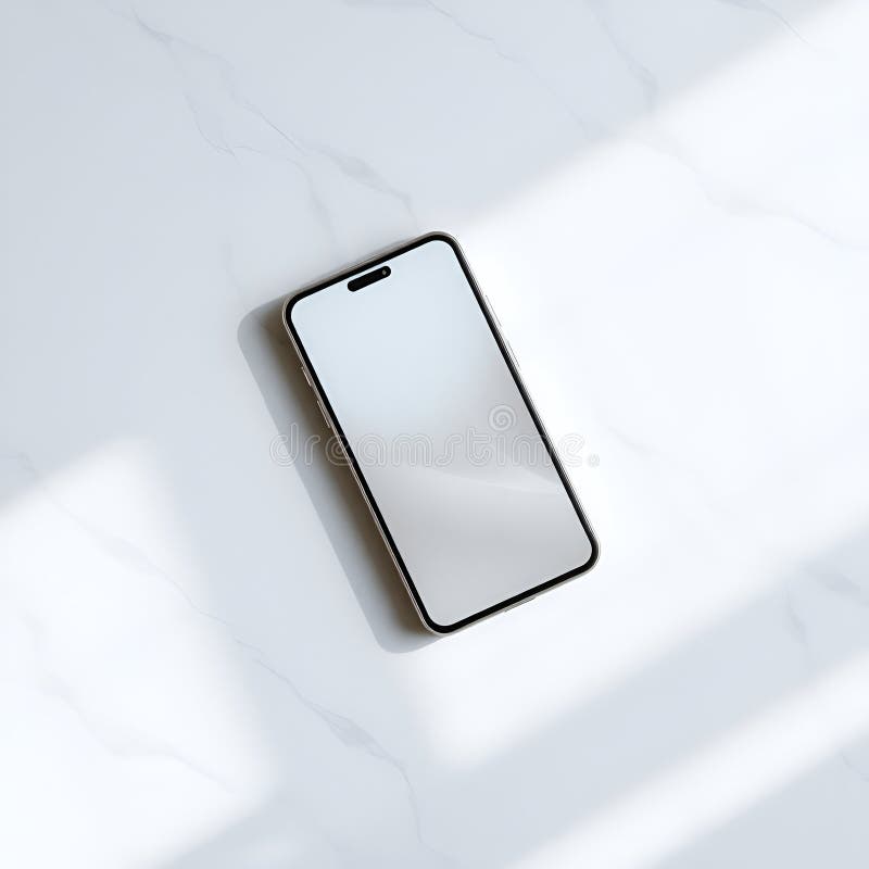 Top View Smartphone on Marble Table Stock Illustration - Illustration ...