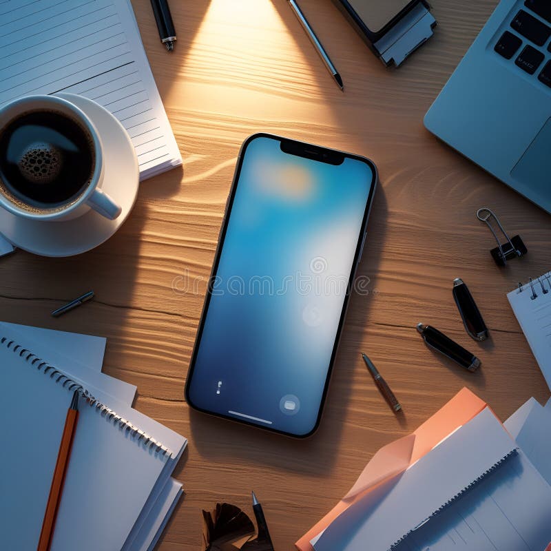 Top View Smartphone Template Over Workspace Stock Illustration ...