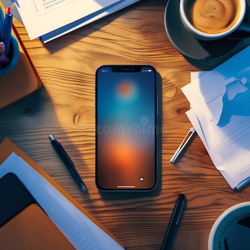 Top View Smartphone Template Over Workspace Stock Illustration ...