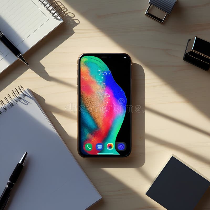 Top View Smartphone Template Over Workspace Stock Illustration ...