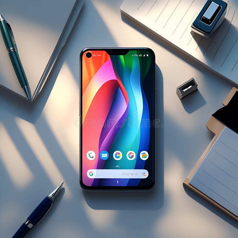 Top View Smartphone Template Over Workspace Stock Illustration ...