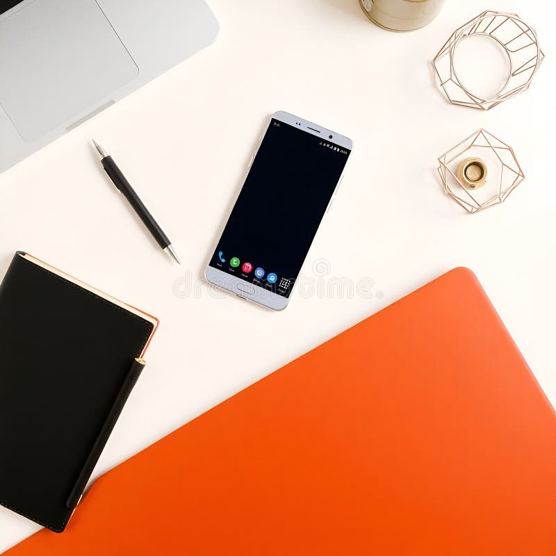 Top View Smartphone Template Over Workspace Stock Illustration ...