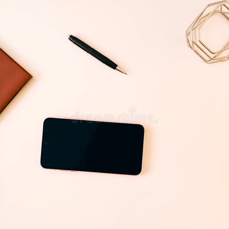 Top View Smartphone Template Over Workspace Stock Illustration ...