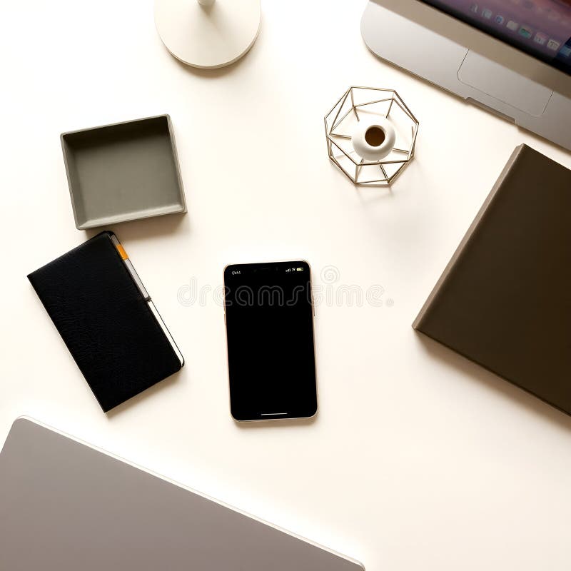 Top View Smartphone Template Over Workspace Stock Illustration ...