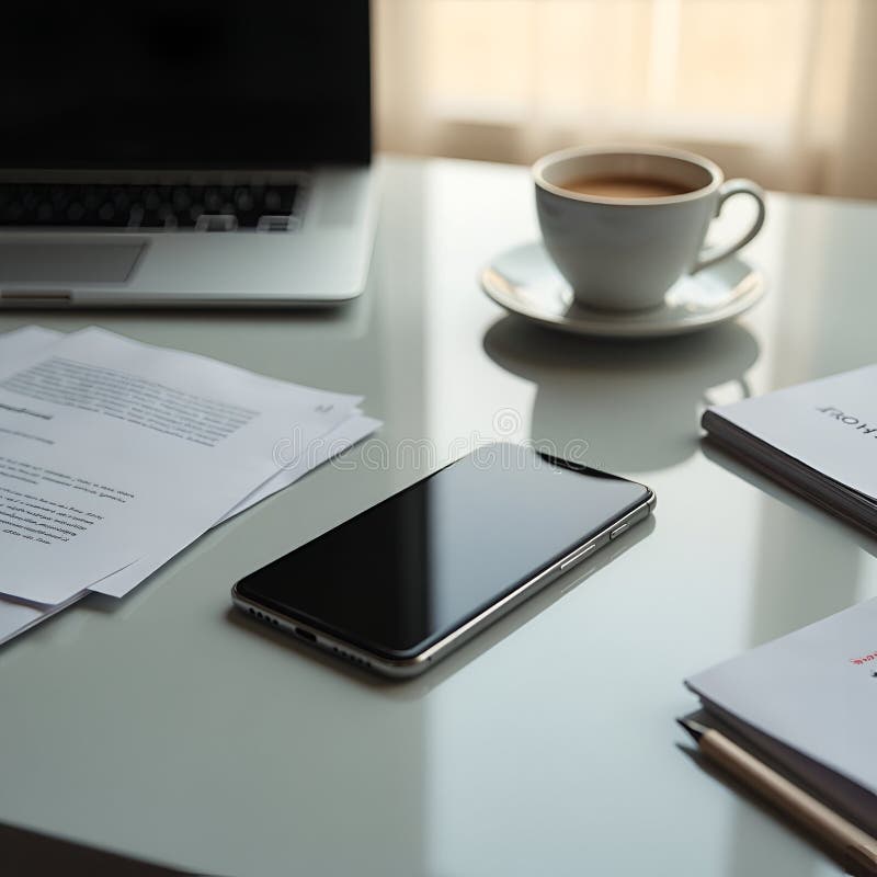 Top View Smartphone Template Over Workspace Stock Illustration ...