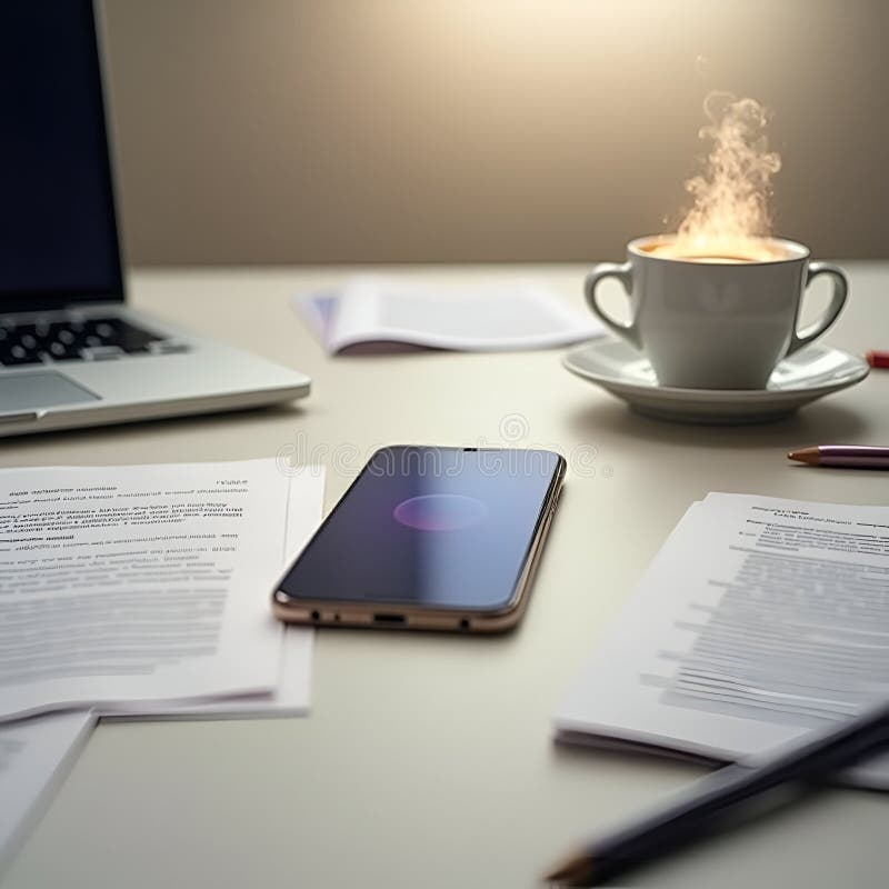 Top View Smartphone Template Over Workspace Stock Illustration ...