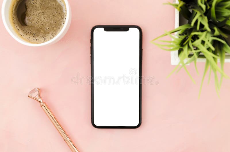 Top View Smartphone Template Workspace Stock Image - Image of designer ...