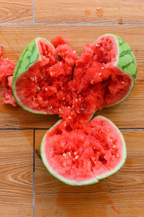 Smashed Watermelon on the Ground Stock Photo - Image of fruit, dropped ...
