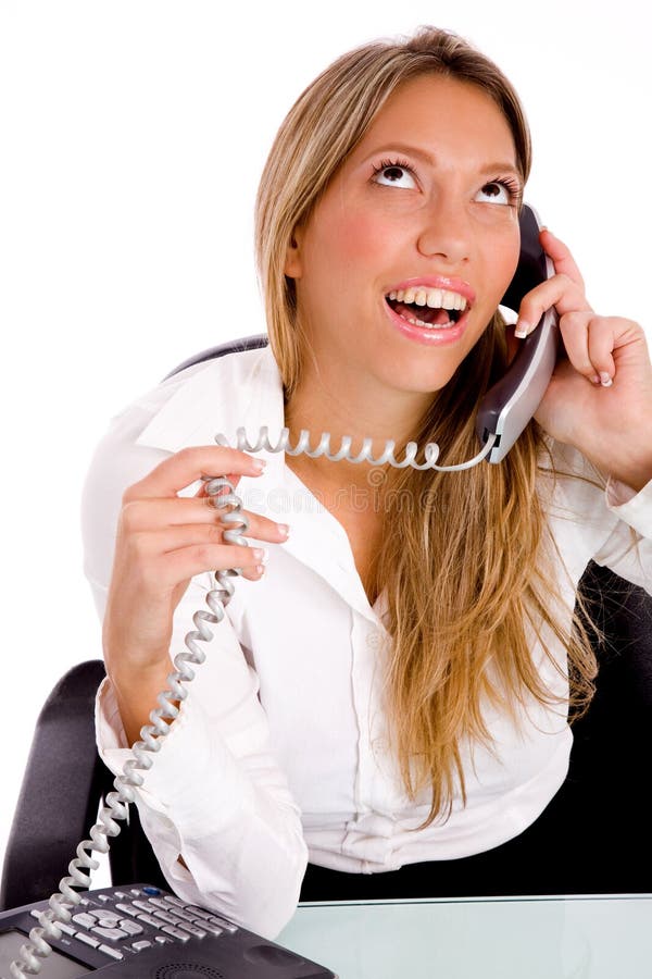 Top View of Smiling Executive Busy on Phone Stock Image - Image of ...