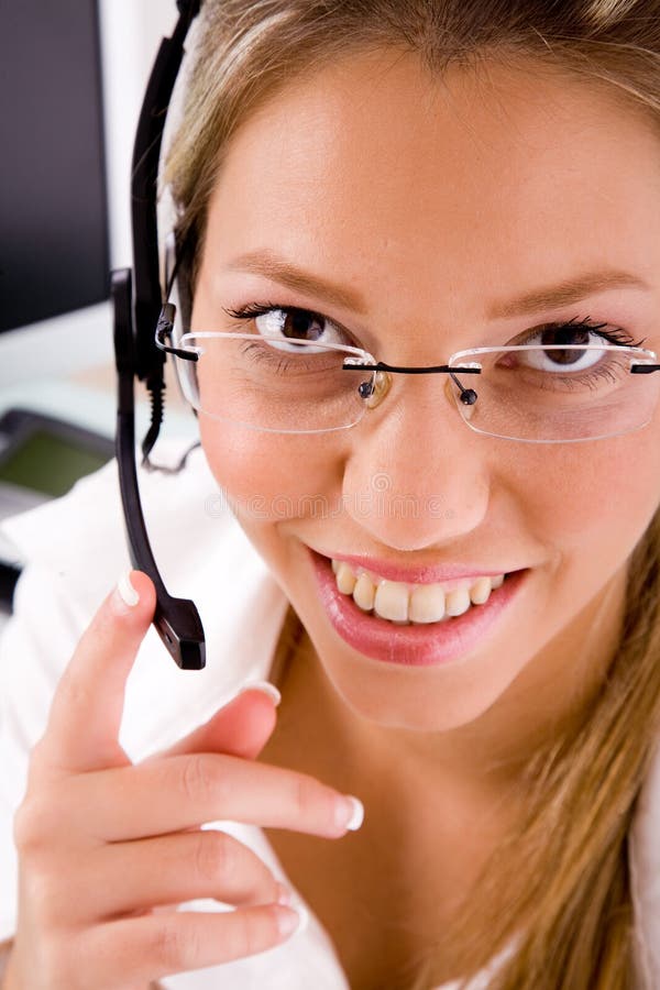 Top View of Smiling Service Provider Stock Photo - Image of care ...