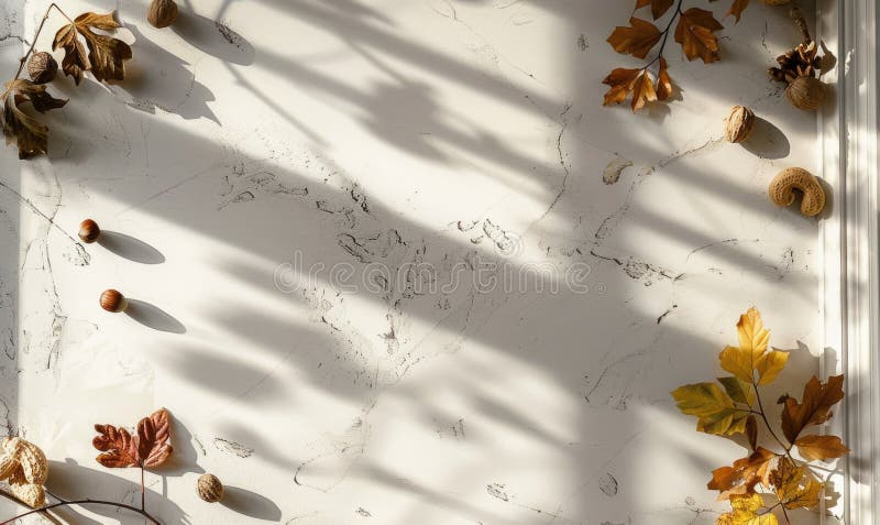 Top View of a Smooth Light Grey Stone Countertop, Frame of Autumn ...