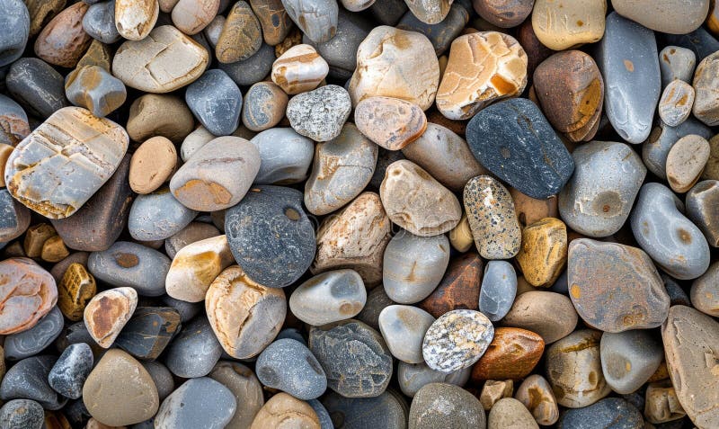 Top View of Smooth River Pebbles in Shades of Gray and Tan Stock Image ...