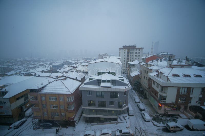 Top View of Snow Cityscape in Istanbul Stock Photo - Image of winter ...