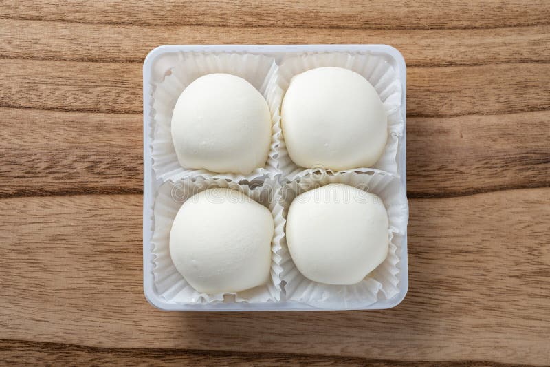 Top View Snowball Mochi on Wood Table Stock Image - Image of ...