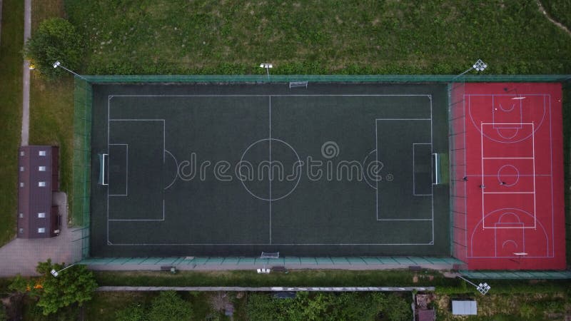 Top view of a soccer field stock photo. Image of competition - 258794136