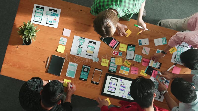 Top View of Software Developer Team Looking Ux Design from Tablet. Convocation. Stock Video ...