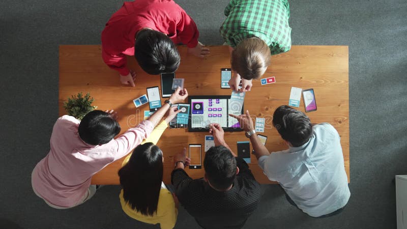 Top View of Software Developer Team Looking UX Design from Tablet. Convocation. Stock Video ...