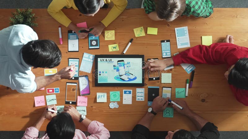 Top View Of Software Developer Writing Idea About Ux Ui Design Convocation Stock Video Video