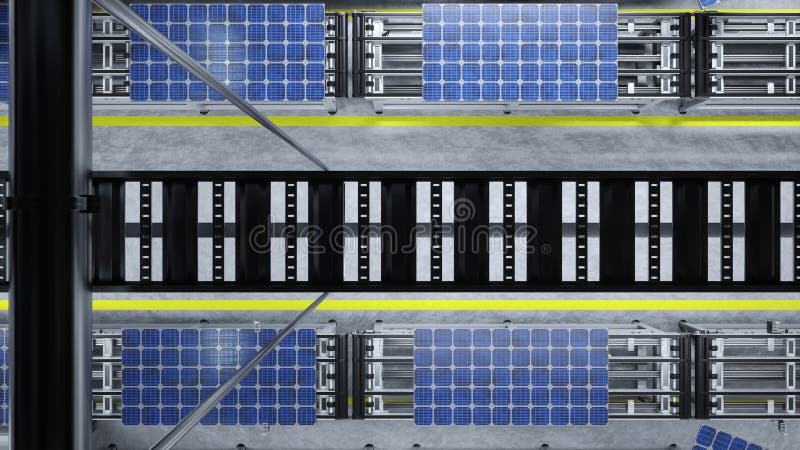 Top View of Solar Panel Assembly Line Operated by High Tech Robot Arms ...