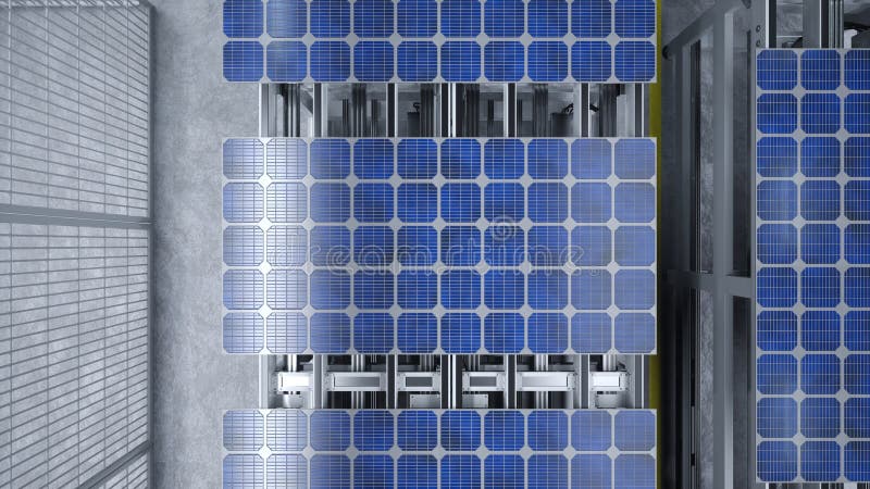 Top View of Solar Panel Assembly Line Operated by High Tech Robot Arms ...