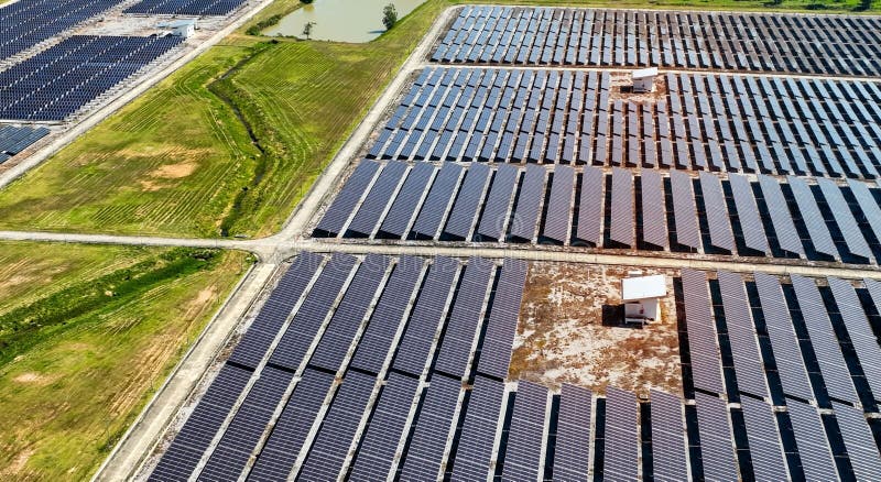 Top View of Solar Panel, Solar Farm Construction Renewable Energy a ...