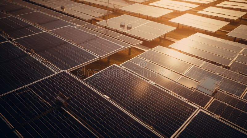 Top View of Solar Panels Solar Cell in Solar Farm with Green Tree and ...