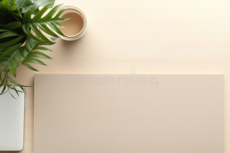 Top View of Solid Light Computer Working Table AI Generated Stock ...