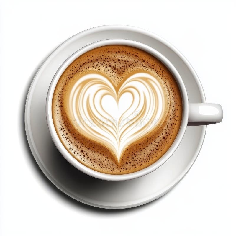 From a Top View, a Solitary White Cup of Espresso Coffee is Presented ...