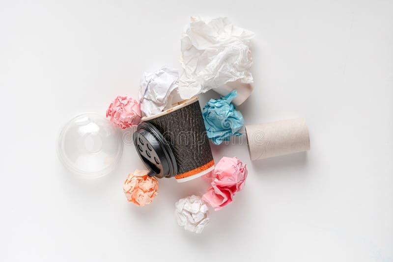 Top View Some Garbage of Plastic and Paper Material, Recycle To Save ...