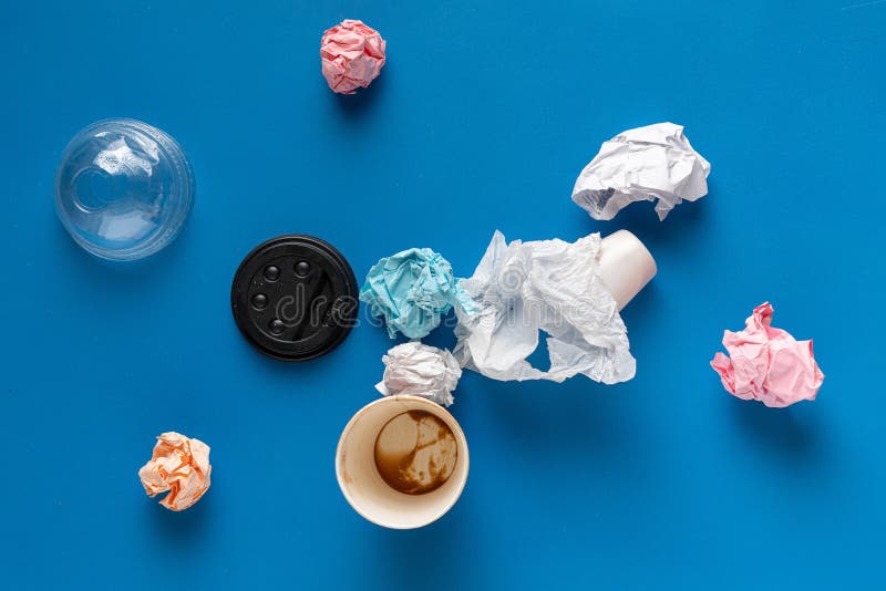 Top View Some Garbage of Plastic and Paper Material, Recycle To Save ...