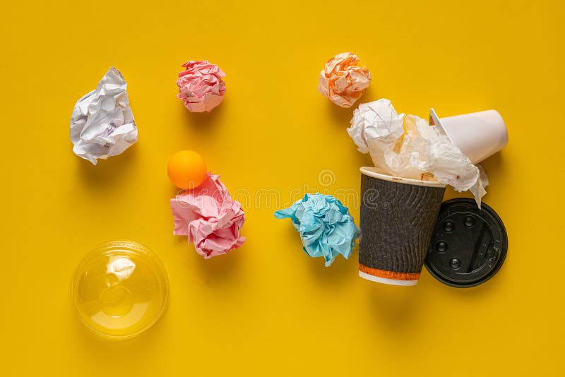 Top View Some Garbage of Plastic and Paper Material, Recycle To Save ...