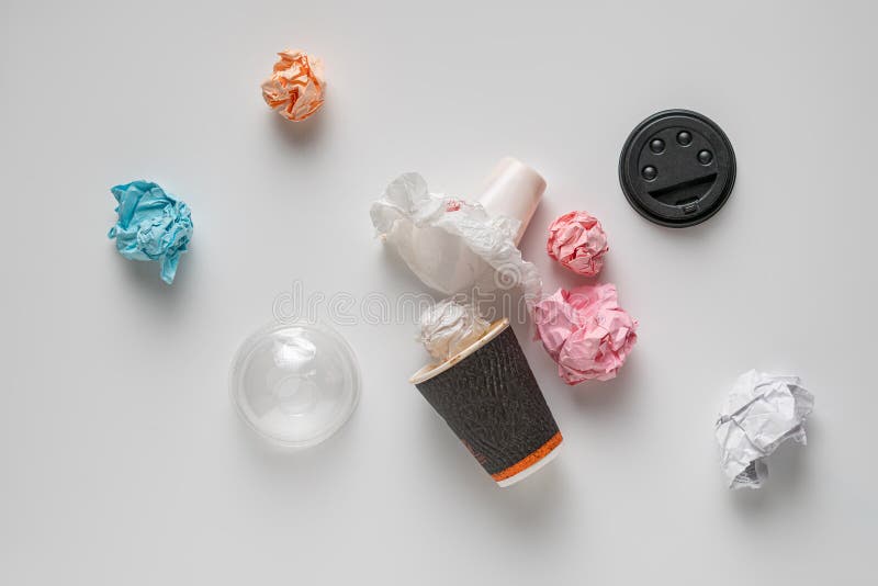 Top View Some Garbage of Plastic and Paper Material, Recycle To Save ...