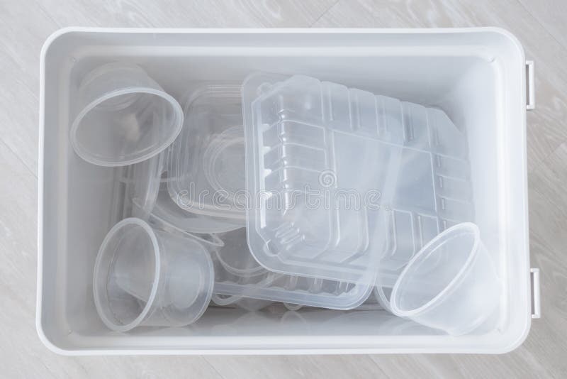 Top View: Sorting of Garbage in Recycling Bin, Garbage Basket Stock ...