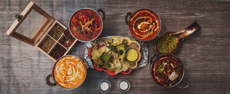 Top View of Soups with Vegetables Served on a Table Stock Photo - Image ...