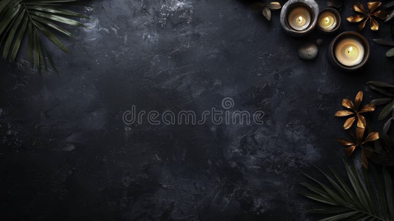 Top View Spa Candles with White Flowers and Warm Glow, Spa Background ...