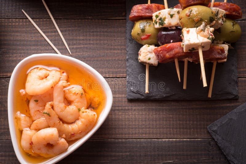 Top View of Spanish Tapas Starters Stock Image - Image of marinated ...