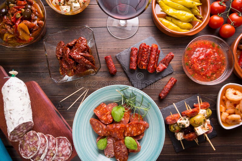 Top View of Spanish Tapas Starters Stock Image - Image of mediterranean ...