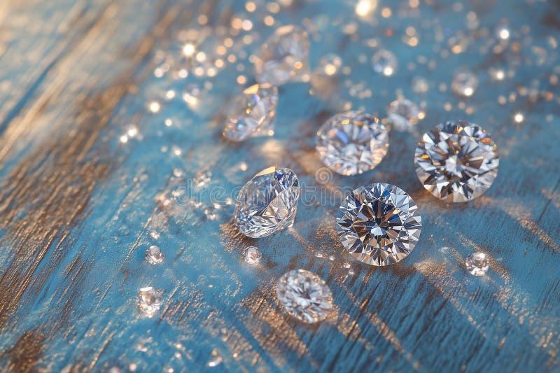 Top View of Sparkling Diamonds on a Minimalist Studio Background Stock ...
