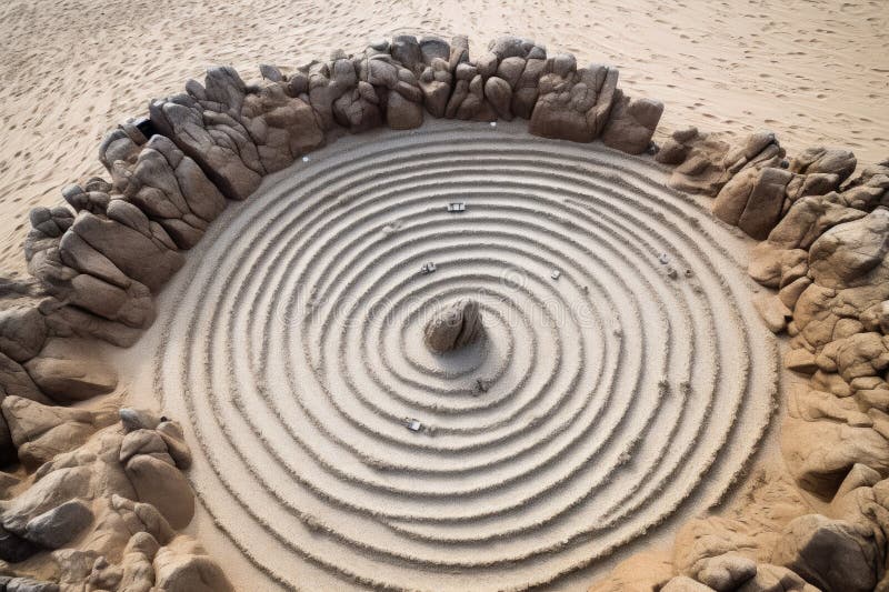 Top View of Spiral Rock Arrangement on Sand Stock Illustration ...