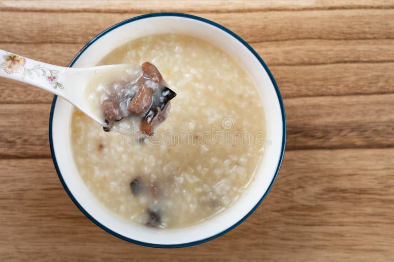 Spoon Taking Out Finless Eel Porridge Stock Photo - Image of chinese ...