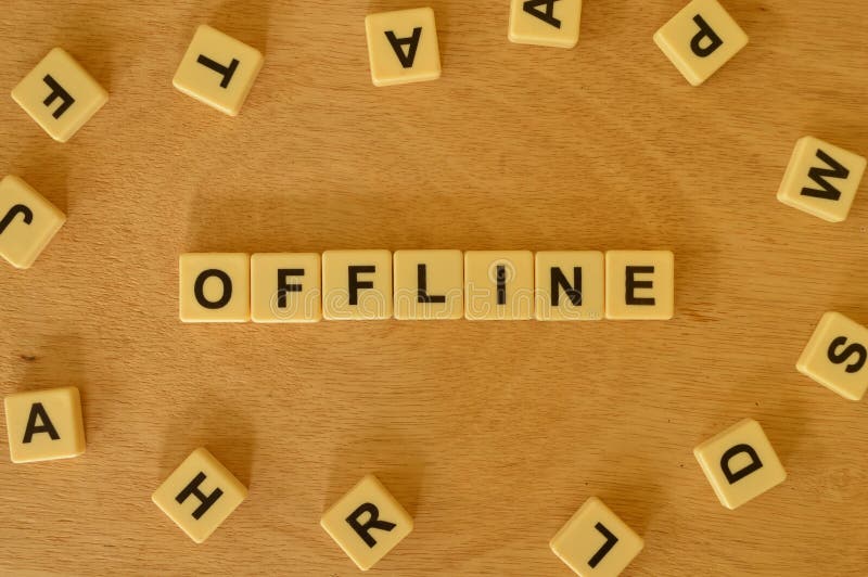 Top View of Square Letters with Text OFFLINE Stock Photo - Image of ...