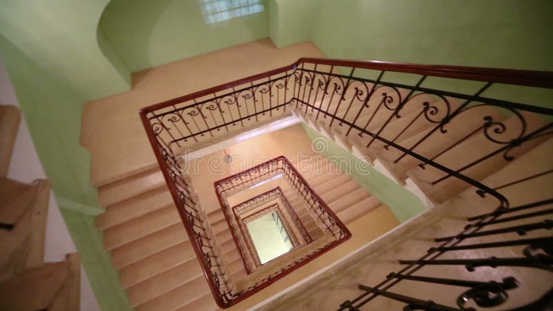 Top View Square Spiral Staircase with Iron Stock Video - Video of ...