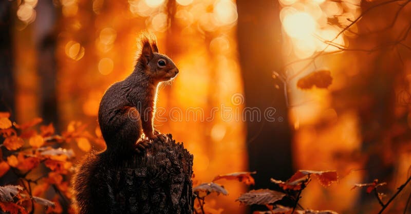 Top View of a Squirrel Sitting on a Stump Stock Image - Image of brown ...