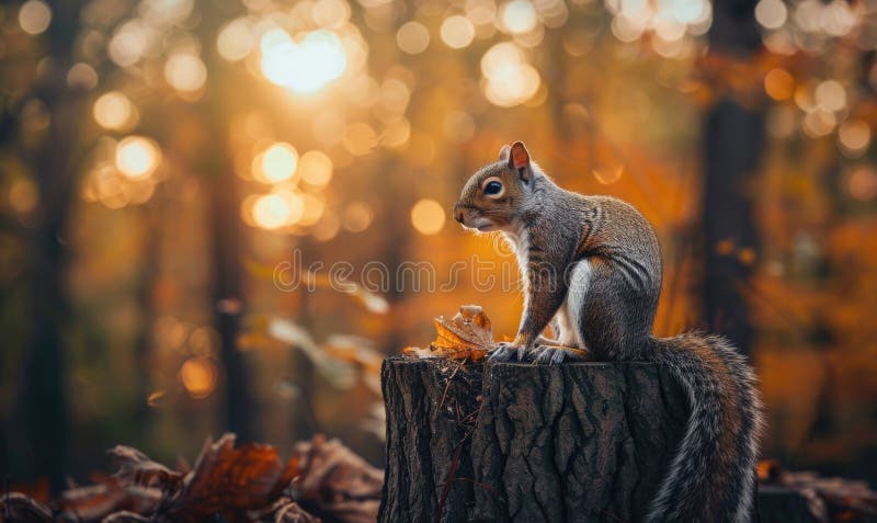Top View of a Squirrel Sitting on a Stump Stock Photo - Image of ...