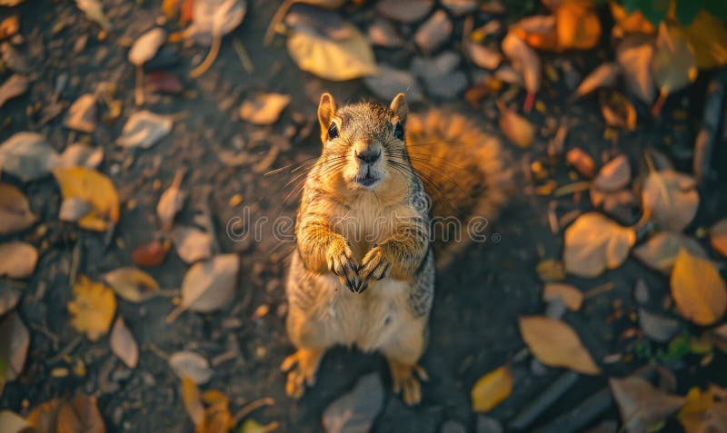 Top View of a Squirrel Standing on Hind Legs Stock Image - Image of ...