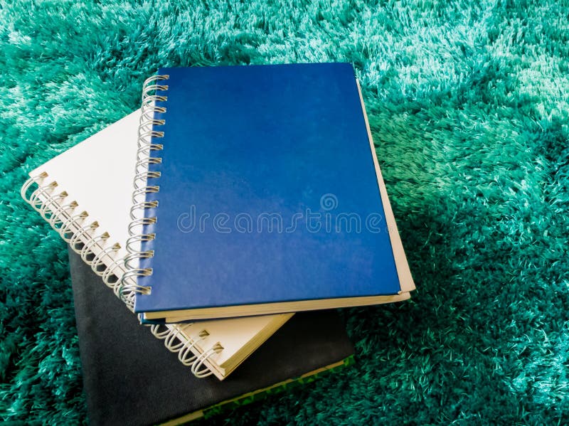 Top View Stack of Book on the Carpet Stock Photo - Image of white ...