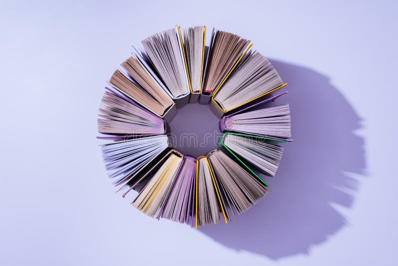 Top View of Stack of Books in Circle Stock Photo - Image of colored ...