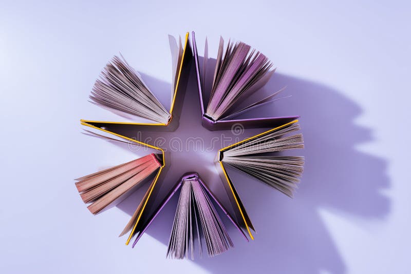 Top View of Stack of Books in Shape of Star Stock Image - Image of ...